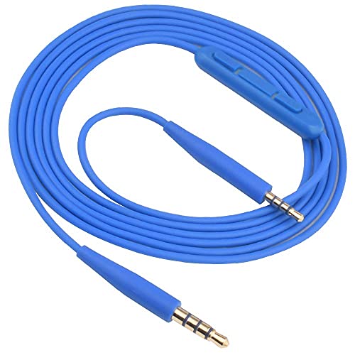 Toeasor Replacement QC25 Cable QC35 Headphone Extension Cord Audio Cable Line Compatible with Bose QC25 QC35 QC45 On-Ear OE2 SoundTrue Soundlink Headphones (Blue/Mic)