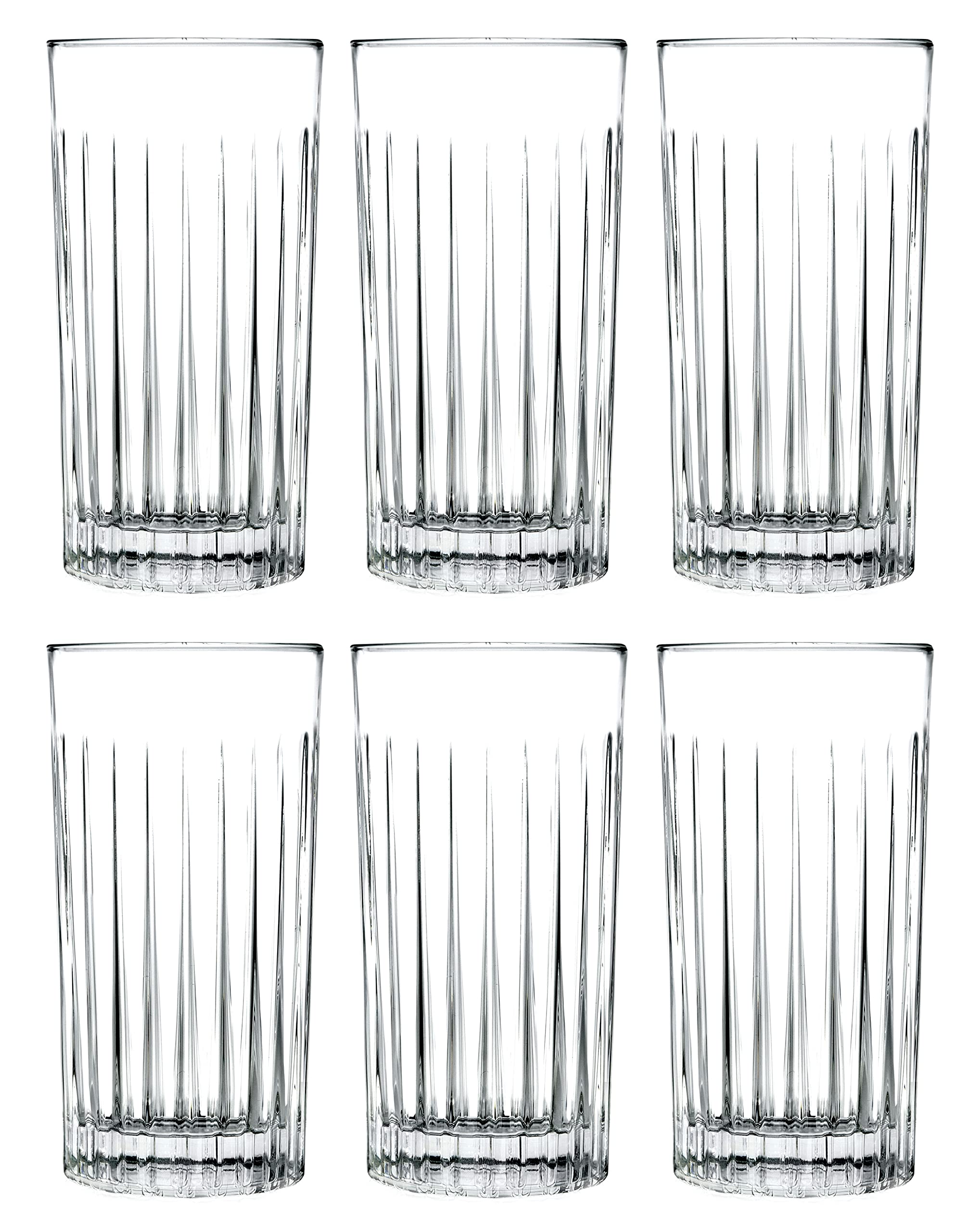 Barski Highball - Glass - Set of 6 - Hiball Glasses - Crystal Glass - Beautifully Designed - Drinking Tumblers - for Water, Juice, Wine, Beer and Cocktails - 15 oz Made in Europe