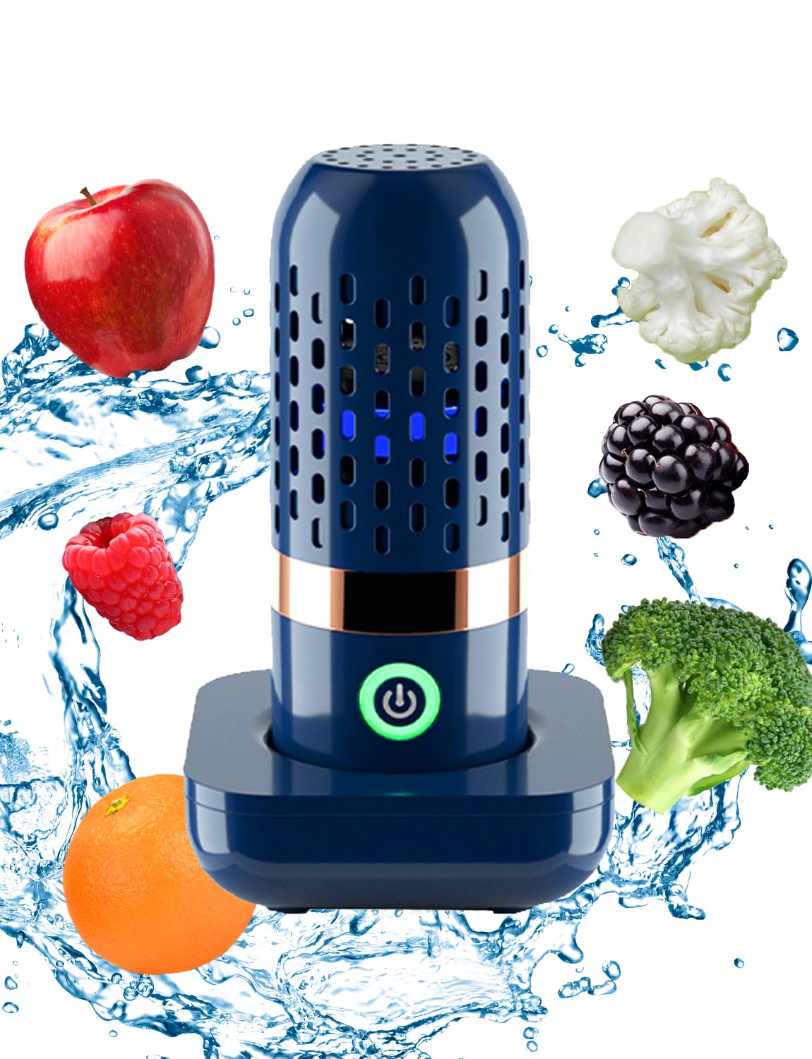 BCRTO Vegetable and Fruit Cleaner Machine, Aquapur Water-Proof Fruit Cleaning Device with OH-ion Purification Technology 250min Working time and Wireless Charging, for Cleaning Fruit, Grain,Meat