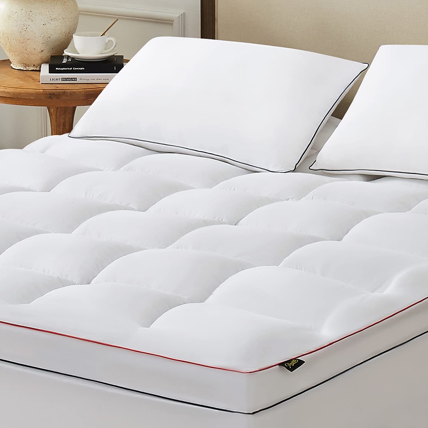 Homemate Mattress Topper, Extra Thick 3D Snow Down Alternative Overfilled Plush Mattress Pad Cover for Deep Sleep, 1800TC Cooling Pillow Top with 8-21 Inch Deep Pocket