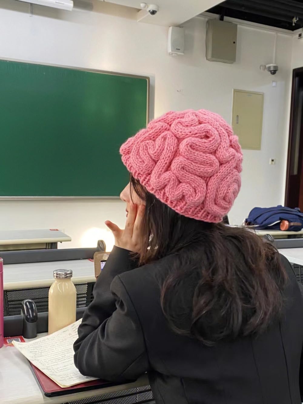 AlmondJoy Brain Beanie Hat Gothic Punk Knit Cute Beanie Alt Y2K Accessories Punk Knitted Headwear Christmas Halloween (Pink)