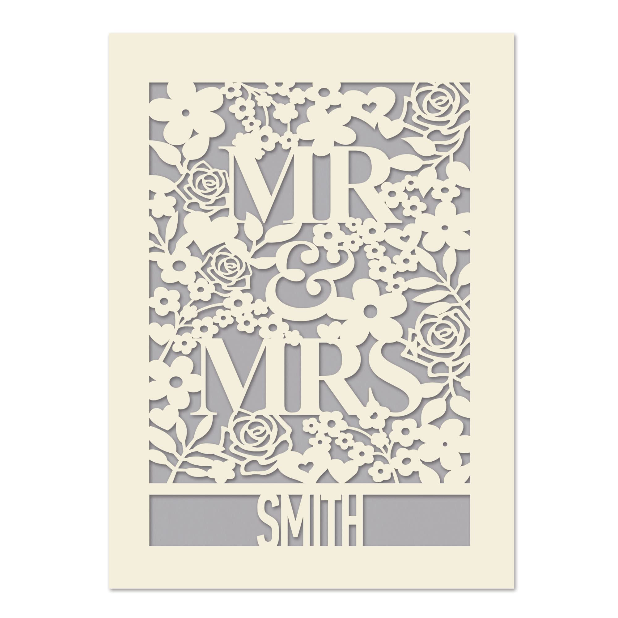 EDSG Wedding Card Personalized Wedding Card Custom Wedding Anniversary Card Wedding Greeting Card Laser Cut Congratulations Cards for Bride New Couples Groom with Envelope (Gray)
