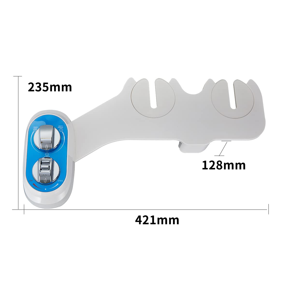 Bidet J2510B-Hot and Cold Water Self-Cleaning Feminine/Rear Wash Non-Electric Bidet Sprayer,Dual Nozzles Bidet Toilet Attachment with Adjustable Pressure Control(Blue)