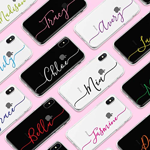 Case Charming Clear Case Personalized Name for iPhone 14 Pro Max 13 mini 12 11 XS XR X 10S 10R 10 8 Plus 7 SE Custom Handwriting Style Slim Flexible Soft Tpu Cover
