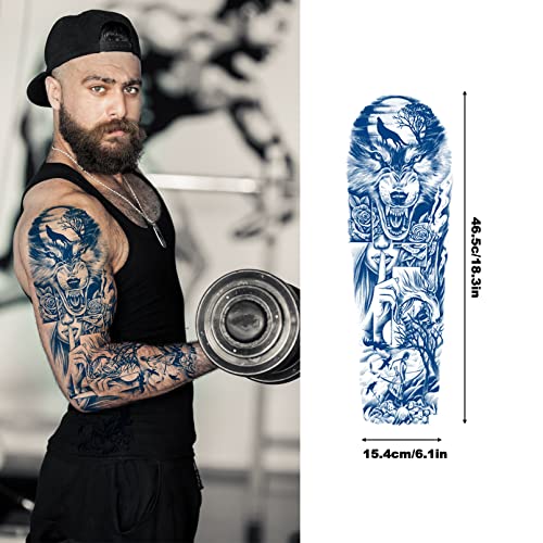 Aresvns Semi Permanent Sleeve Tattoo for Men and women, Realistic Temporary Tattoos Japanese Full Arm Waterproof & Long-Lasting 2-3 Weeks (pattern01) Christmas Gift