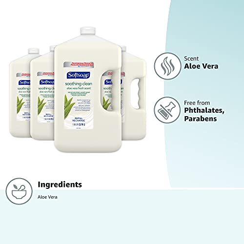Softsoap Liquid Hand Soap Refill, Soothing Clean, Aloe Vera Fresh Scent - 1 gallon, Pack of 4
