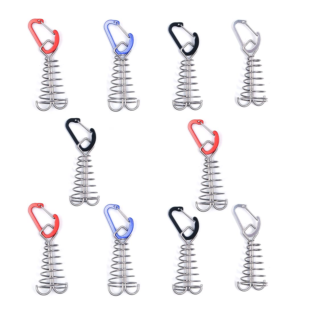 Alnicov 10PCS Square Deck Anchor Pegs,Tent Awning Anchor with D-Shaped carabiners for Camping Outdoor Timber Deck Plank Random Color