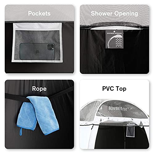 Alvantor Shower Tent Changing Room Outdoor Toilet Privacy Pop Up Camping Dressing Portable Shelter Teflon Coating Fabric 4’x4’x7' Patent Pending, White