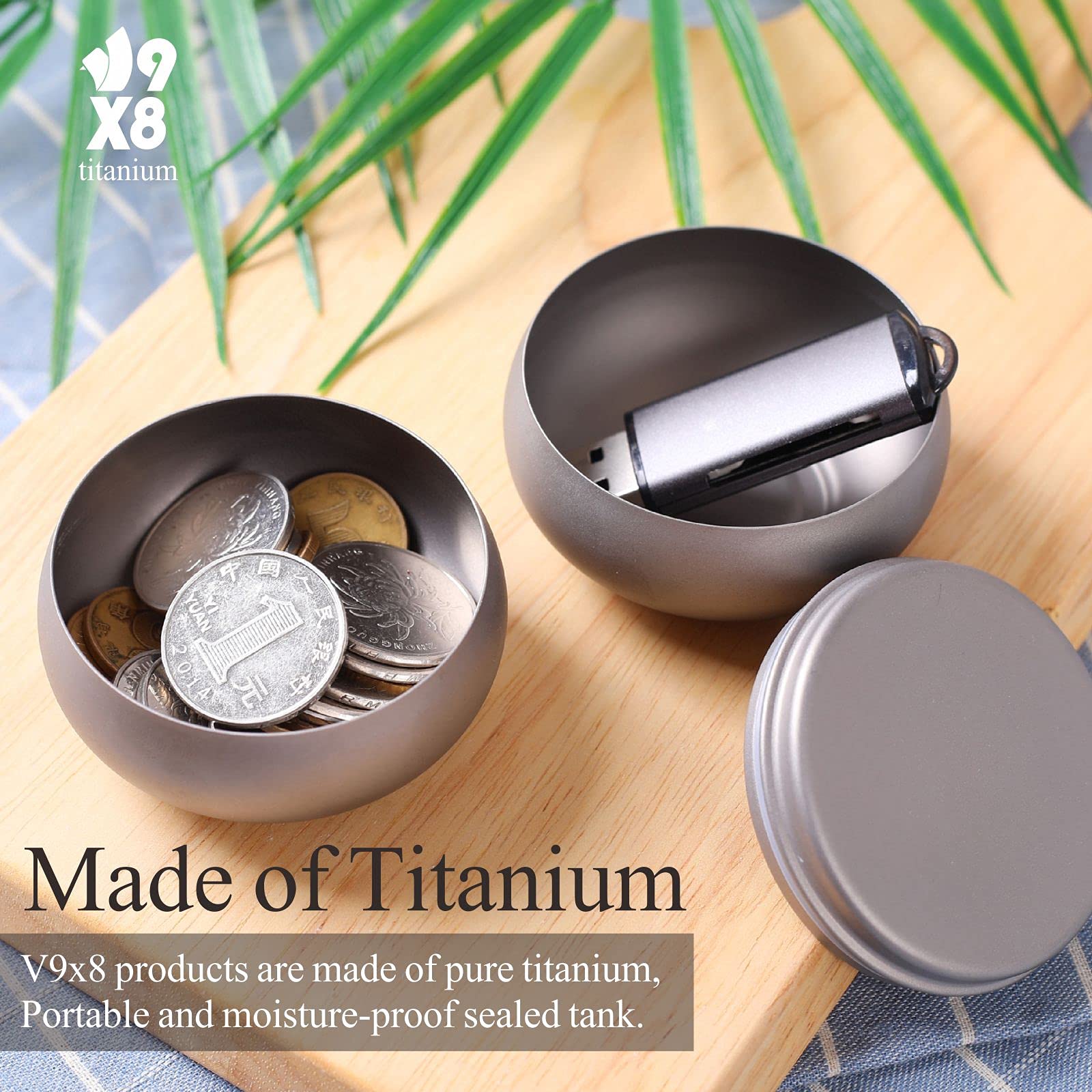 Airtight storage container with lid, airtight and waterproof containers - all made of pure titanium - keep content fresh and dry (1)