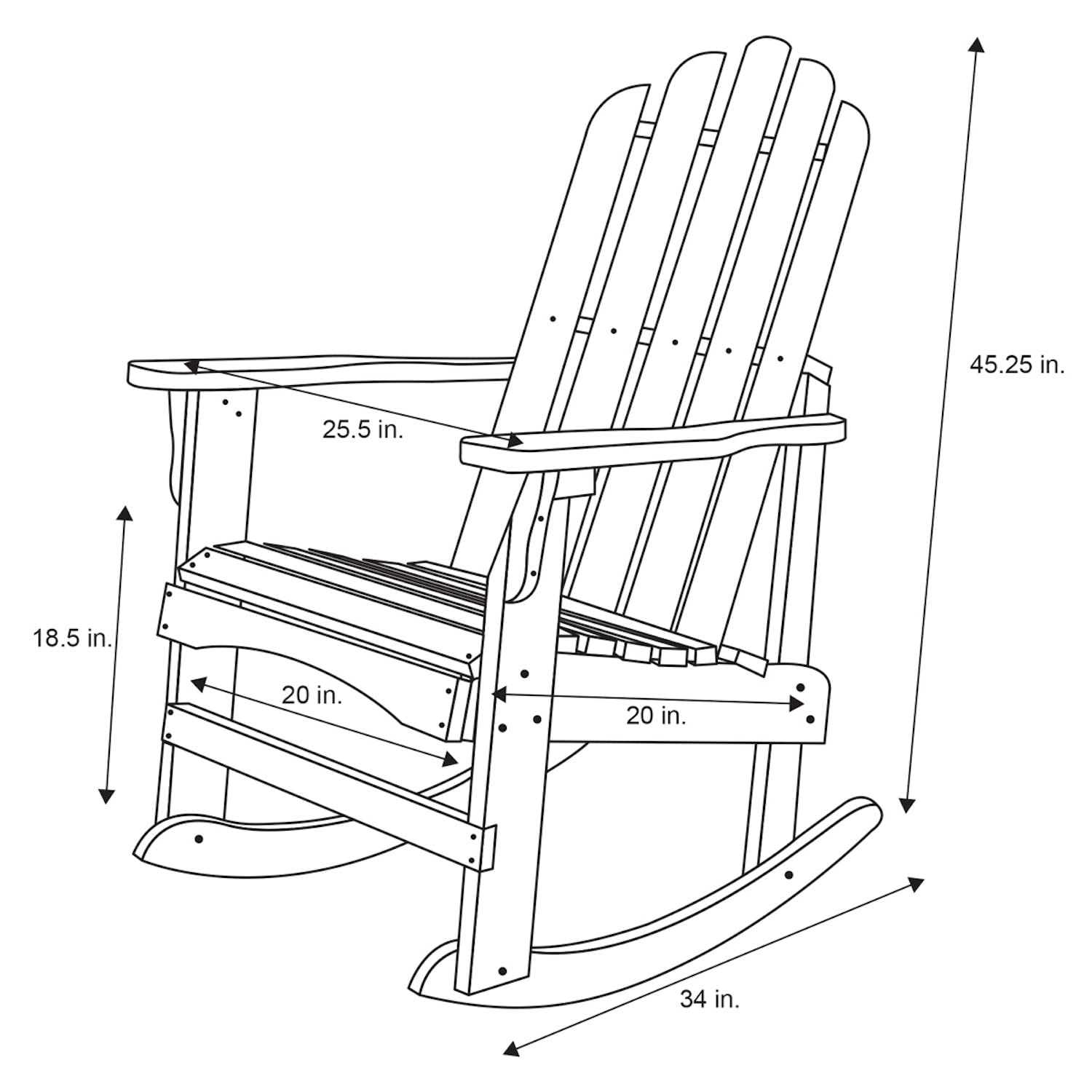 Shine Company 4699EW Marina Adirondack Porch Rocker | Indoor/Outdoor Wood Rocking Chair β Eggshell White