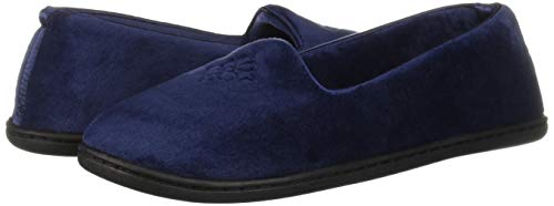 Dearfoams Women's Rebecca Lightweight Cozy Memory Foam Closed Back Slipper with Wide Widths, Peacoat, 9-10