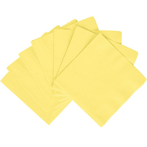 Amscan Light Yellow 3-Ply Party Napkins, 6 1/2" x 6 1/2"-Pack of 20