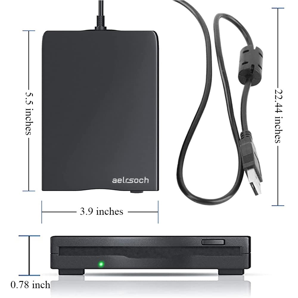 aelrsoch Floppy Disk Reader External Drive USB 3.5-inch USB External Floppy Drive 1.44 MB FDD Portable Floppy Disk Suitable for PC Windows 2000/7/8, Plug and Play