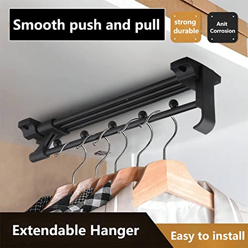 BGTLGIO Heavy Duty Extendable Pull Out Closet Rod,Sliding Wardrobe Closet valet Rod,Adjustable Clothing Organizer Holder Extendable Wardrobe Rail Tube Rod (15.75")
