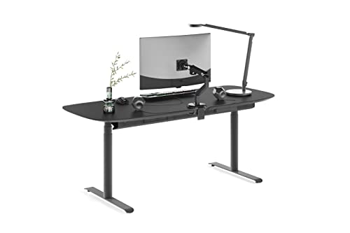 BDI Furniture Soma - Lift Desk - 72" W - Ebonized Ash Top - Black Base