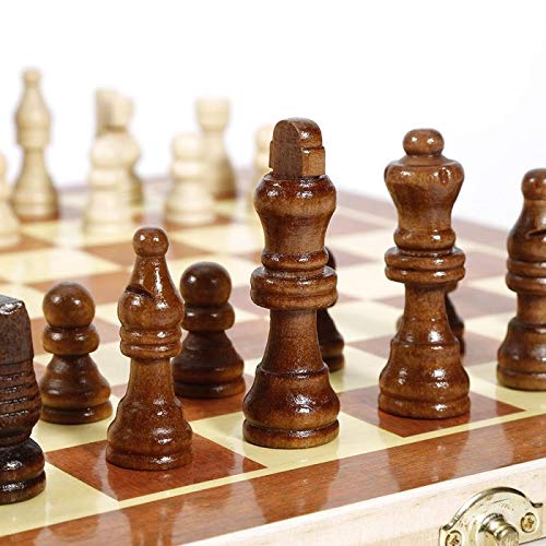 FINE MEN WYX-Chess, 1set Folding Wooden Chess Set International Carrom Board Game Standard Chess Portable Chessboard Board Game for Entertainment Hotsell