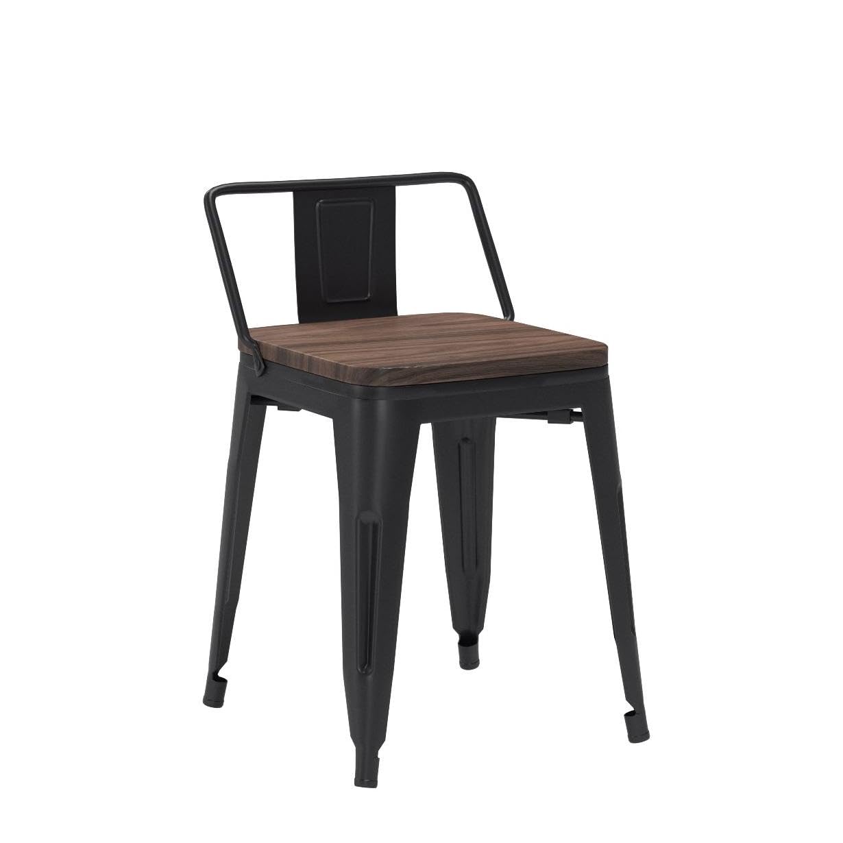 Andeworld Metal Bar Stools 18 inch, Industrial Black Stools for Classroom Kitchen,Stackable Kids Short Stools Metal Dining Play Room Chairs Set of 4 (18 inch, Matte Black)