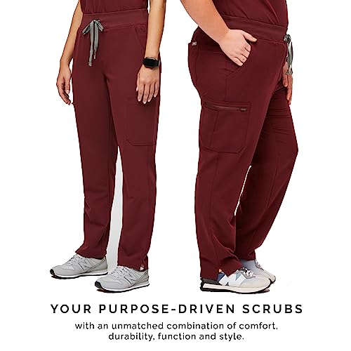 FIGS YOLA High Waisted Skinny Scrub Pants for Women - Burgundy, Regular XS
