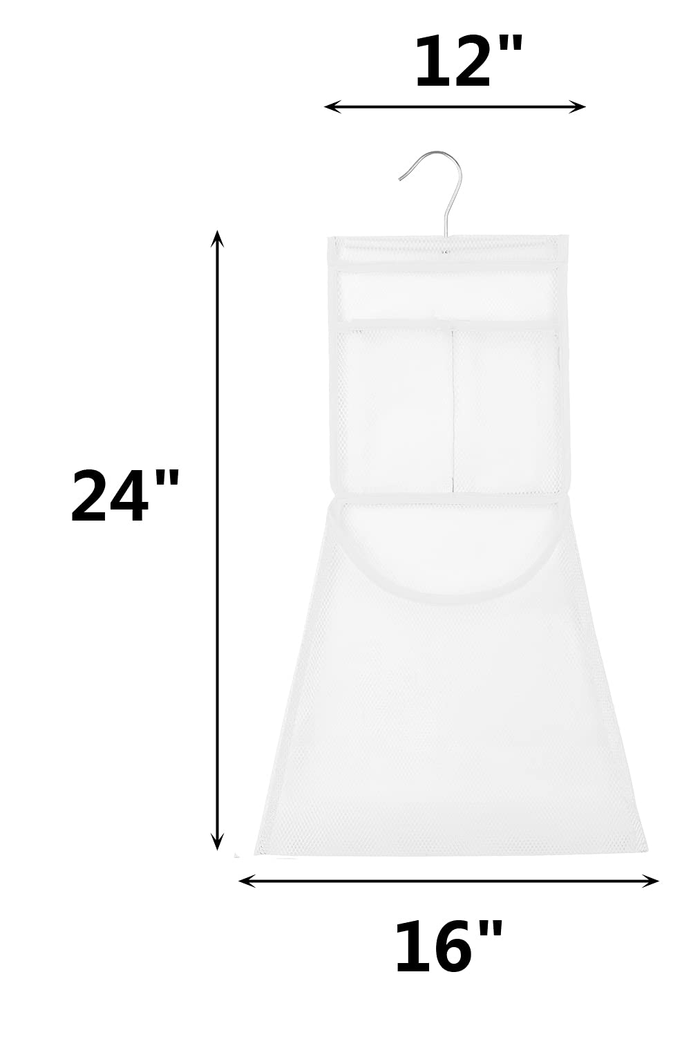 ALYER Hanging Bath Toy Bag,Mesh Nursery Organizer for Clothing Diapers Toys (White)