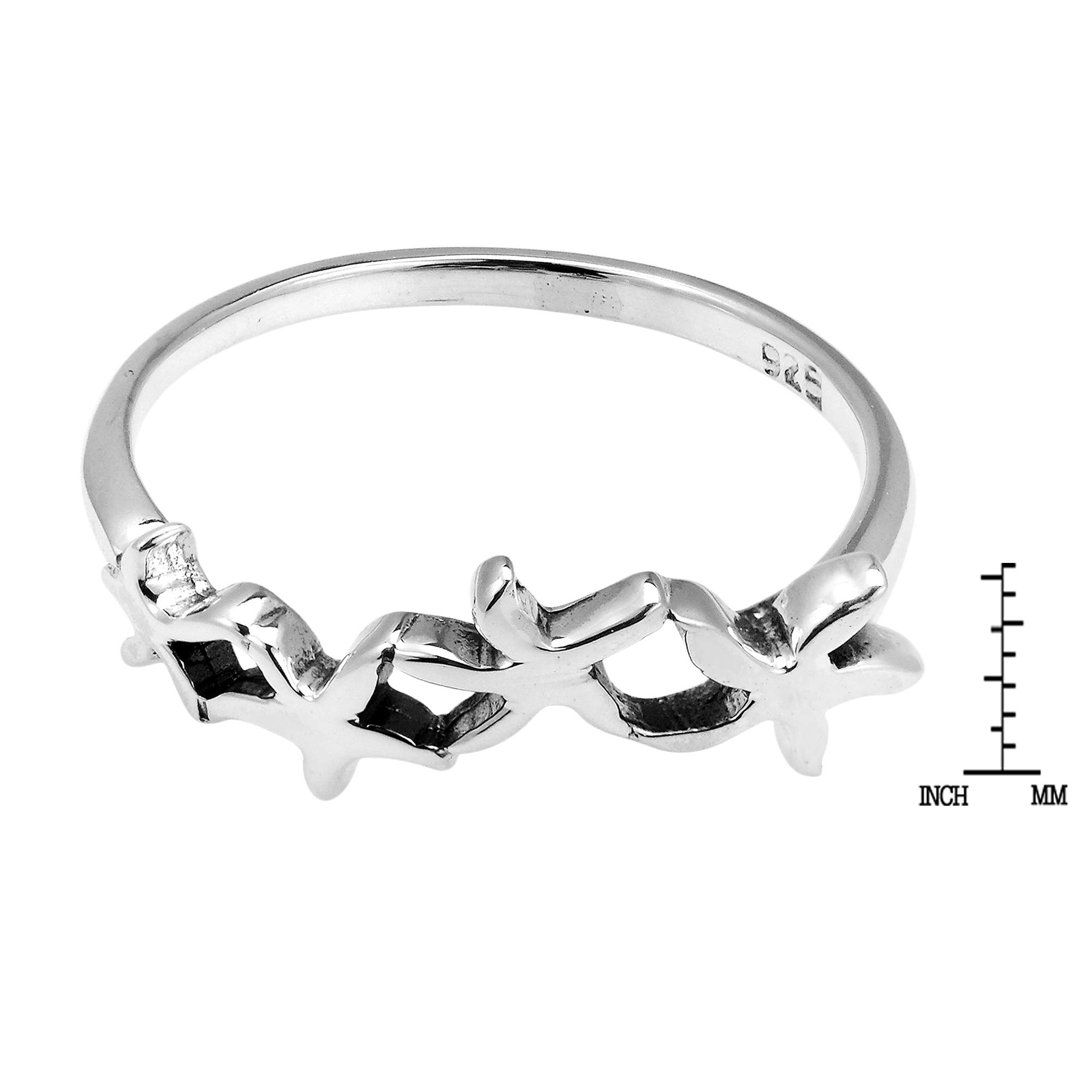 AeraVida Beach Tropical Hawaiian Linked Starfish .925 Sterling Silver Ring (8)