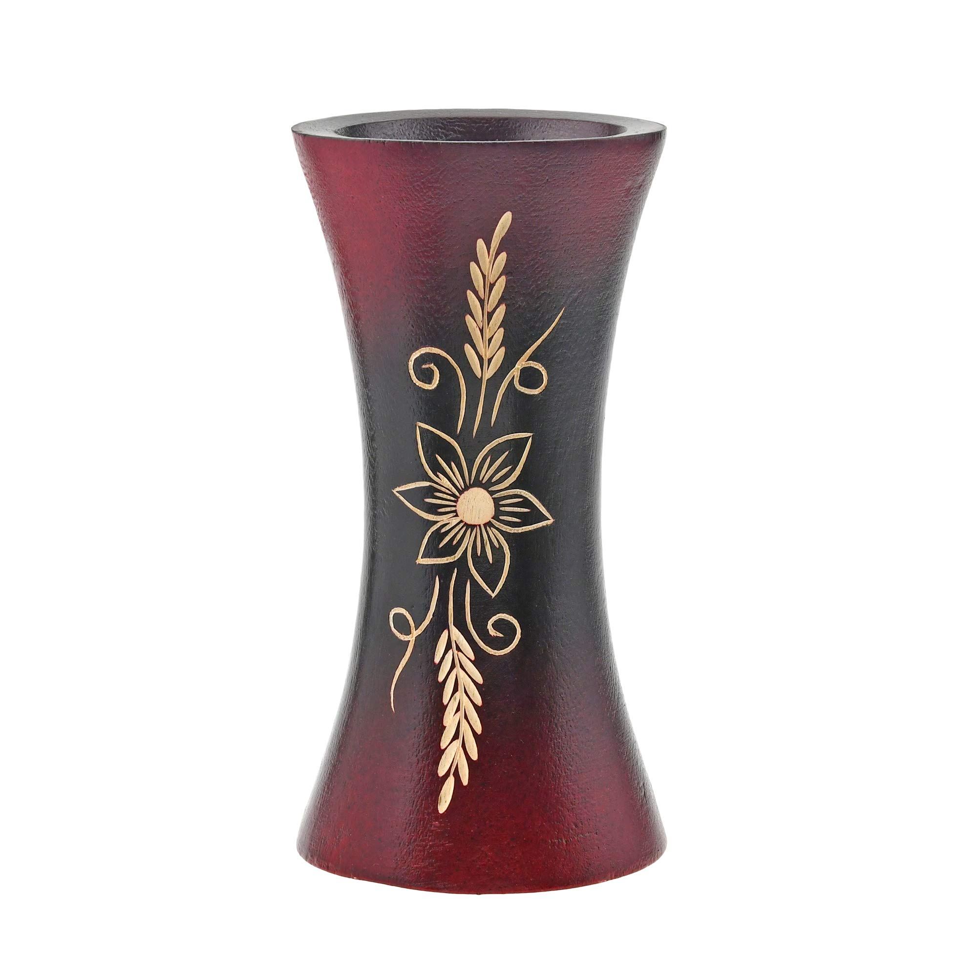 AeraVida Pretty Asian Flower Red and Black Natural Mango Tree Wood Flower Vase | Modern Farmhouse Home DƩcor | Kitchen Bedroom Living Room Home Decoration