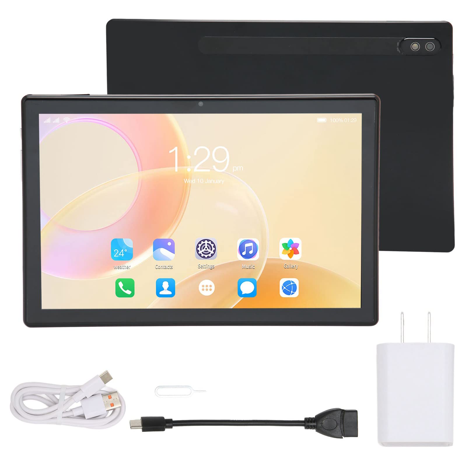 Airshi Student Tablet Office Tablet Black Dual Camera 10 Inch IPS Octa Core CPU for Gaming (US Plug)