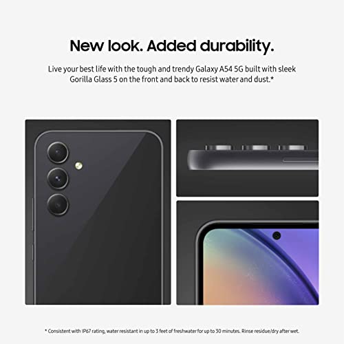 SAMSUNG Galaxy A54 5G A Series Cell Phone, Factory Unlocked Android Smartphone, 128GB w/ 6.4β Fluid Display Screen, Hi Res Camera, Long Battery Life, Refined Design, US Version, 2023, Awesome Black