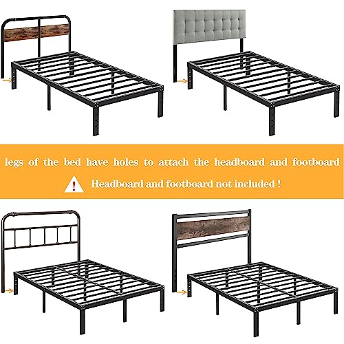 COMASACH Twin Size Bed Frame 12" High Heavy Duty Platform Bed Frame,Sturdy Steel Frame,Support up to 3500lbs,No Box Spring Needed,Noise-Free,Easy Assembly