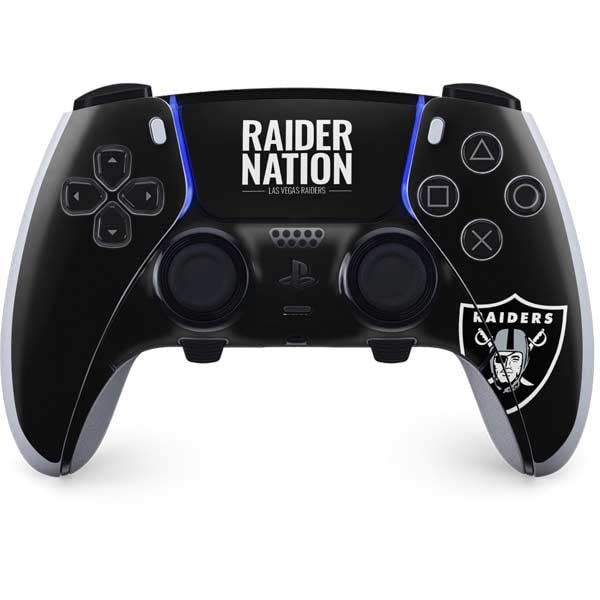 Skinit Gaming Decal Skin Compatible with PS5 DualSense Edge Pro Controller - Officially Licensed NFL Las Vegas Raiders Team Motto Design