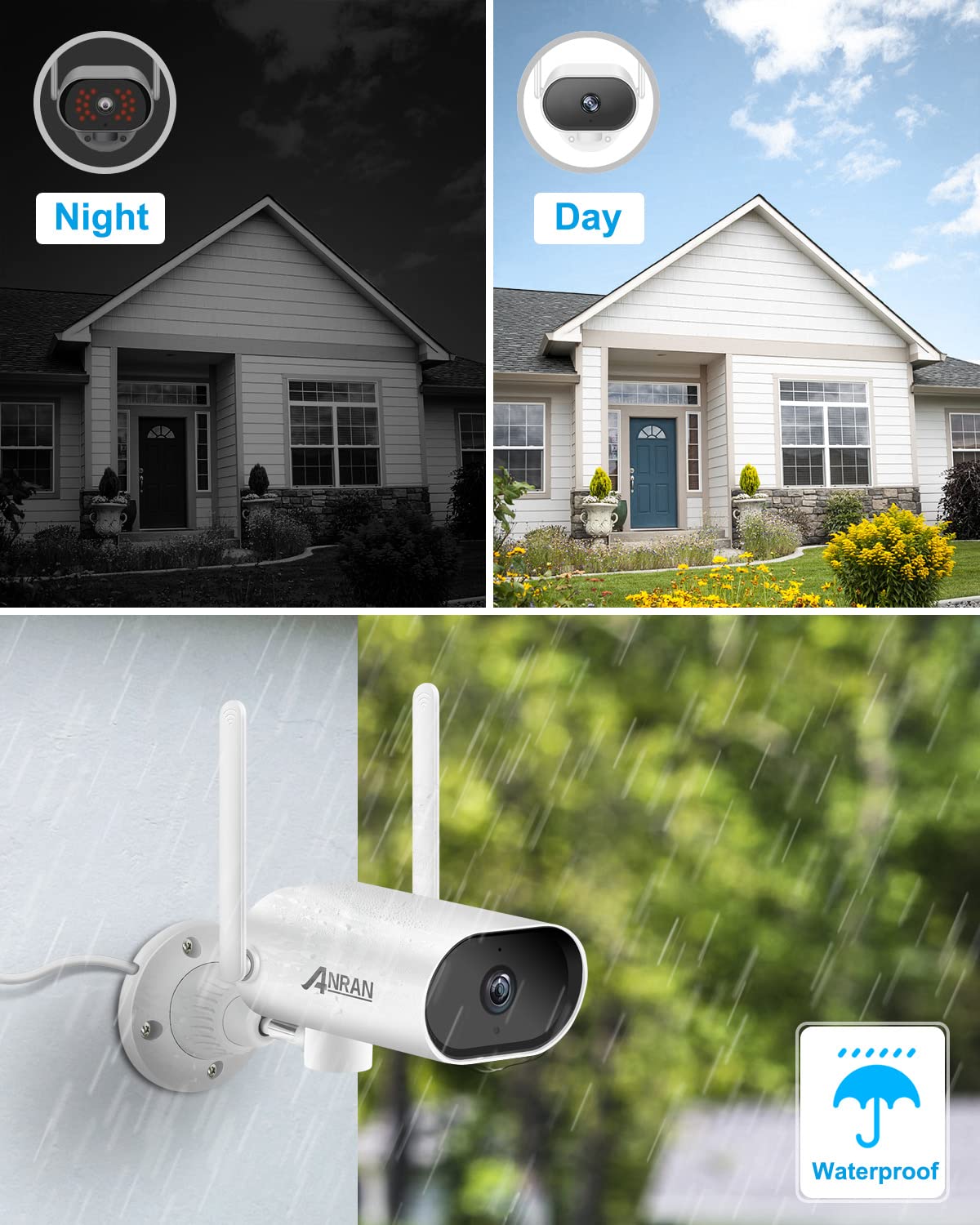 Wireless Security Camera System,ANRAN 8 Channel 2K NVR 4Pcs 3MP Home WiFi Security Camera Outdoor with1TB Hard Driver,Night Vision, IP66 Waterproof, Motion Alert, Remote Access…
