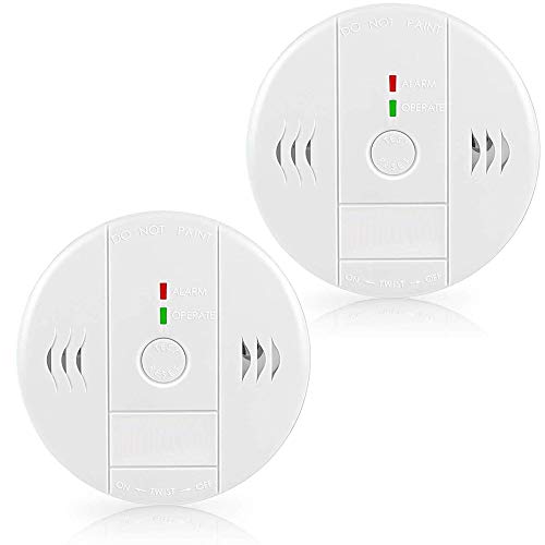 Combination Smoke and Carbon Monoxide Detector Alarm, 2-Pack Beeps Warning Smoke and CO Alarms for Basements Travel Home Office House Bedroom Living Room Car, Battery Operated, Comply with UL 217/2034