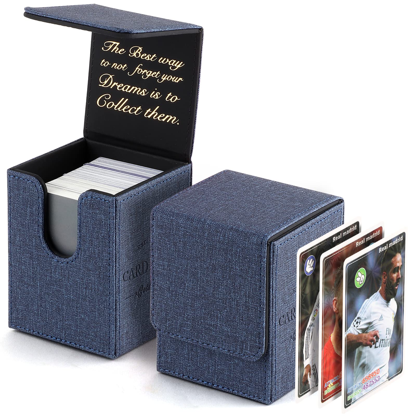 Arkeiliy Deck Box for 100+ Sleeved Cards, Magic Deck Box Holder for Collectible Card, Deck Storage Box Compatible with Trading Card Games MTG, TCG, CCG, Yugioh (Blue)