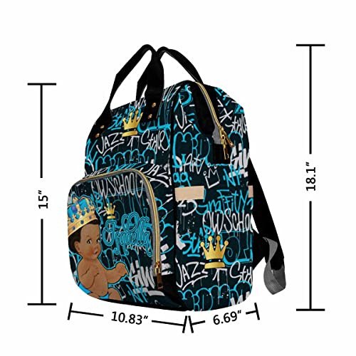 Artsadd Personalized Name Diaper Bag Backpack, Graffiti Crown Nappy Backpack Travel Shoulder Bag Customized Multifunction Baby Bags for Baby Shower Birthday