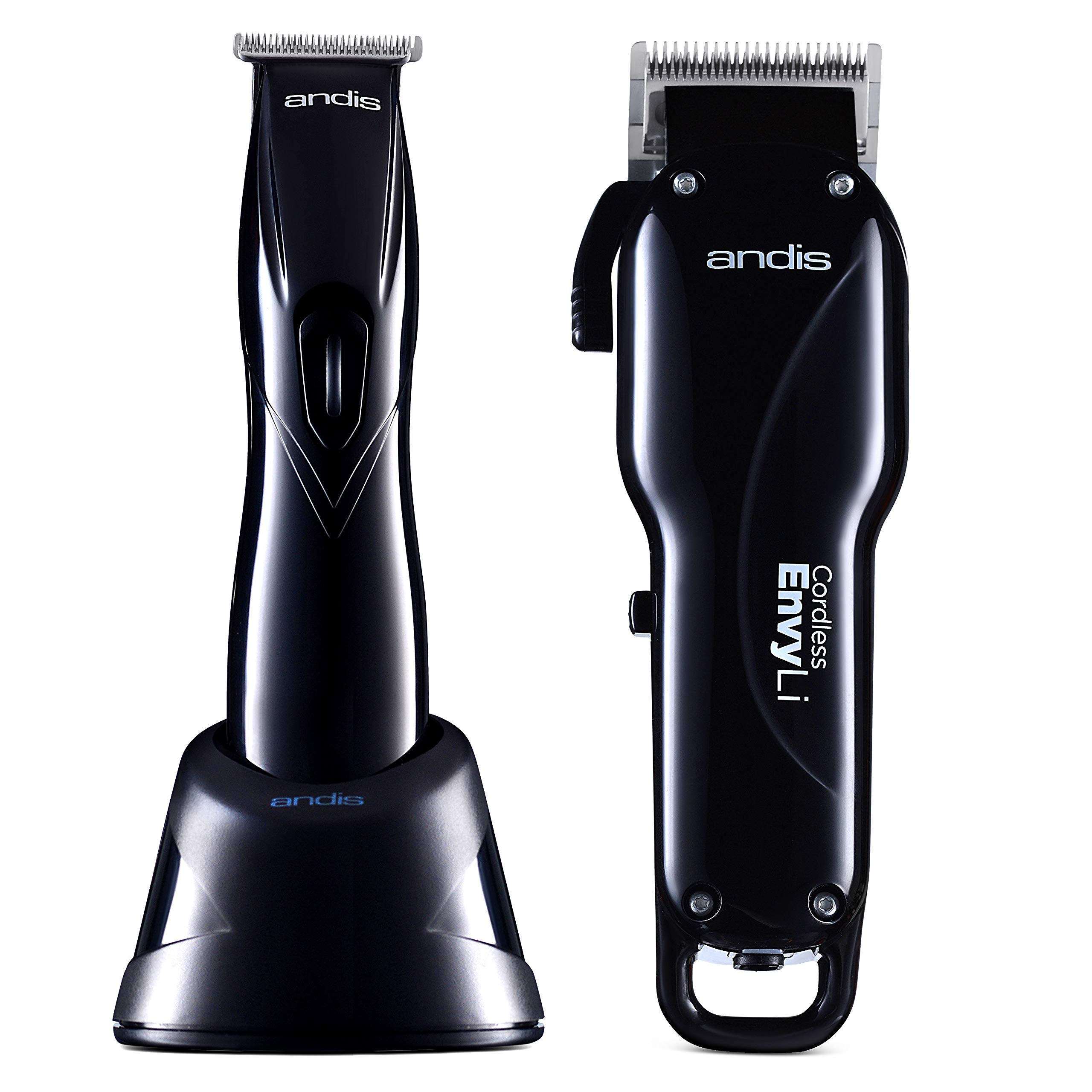 Andis Professional Cordless Fade Combo, Envy Lithium-Ion High-speed Adjustable Blade Clipper - Slimline Pro Li Cordless T-Blade Trimmer (75020) - Bundled with KEPSE Neck Duster