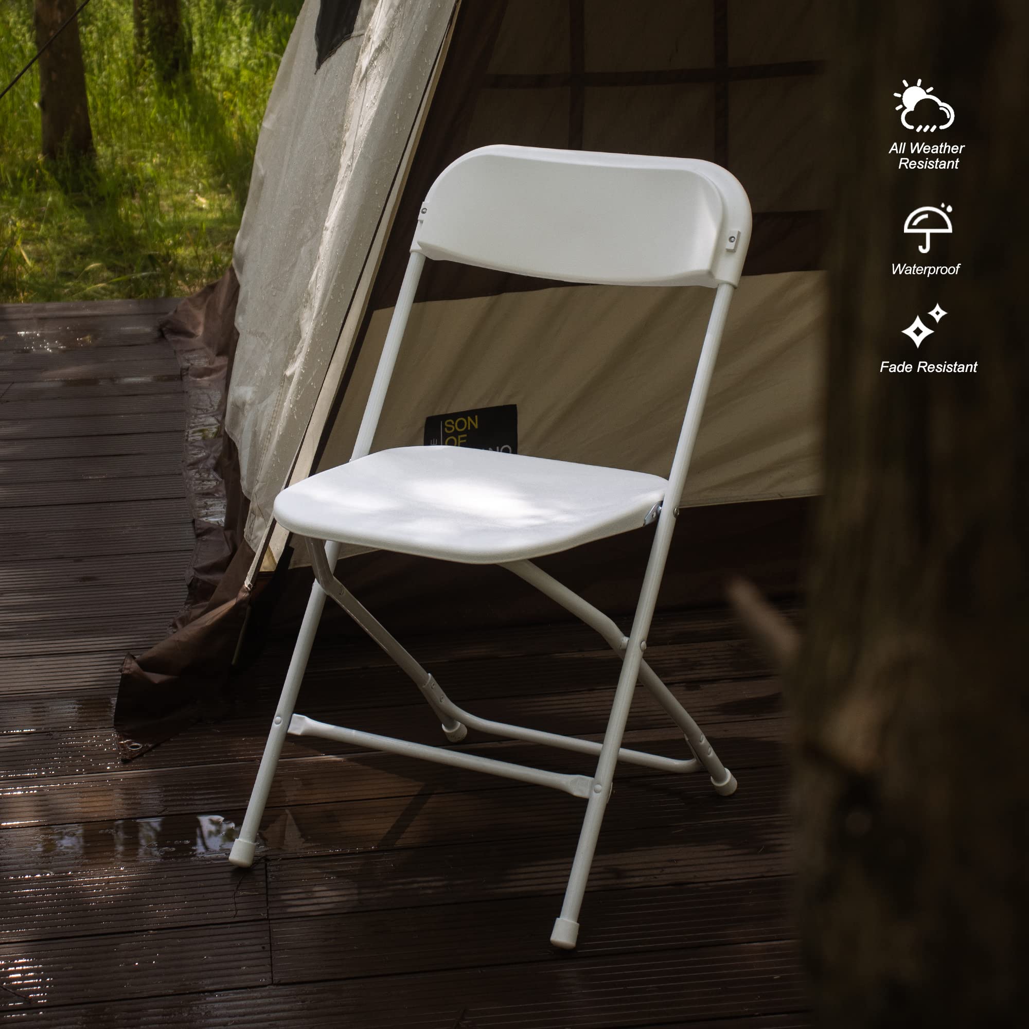 Allpop 10 Pack Plastic Folding Chair, 300lb Capacity, Portable Commercial Chair with Steel Frame for Home Office Wedding Party Indoor Outdoor Events, Stackable, Black