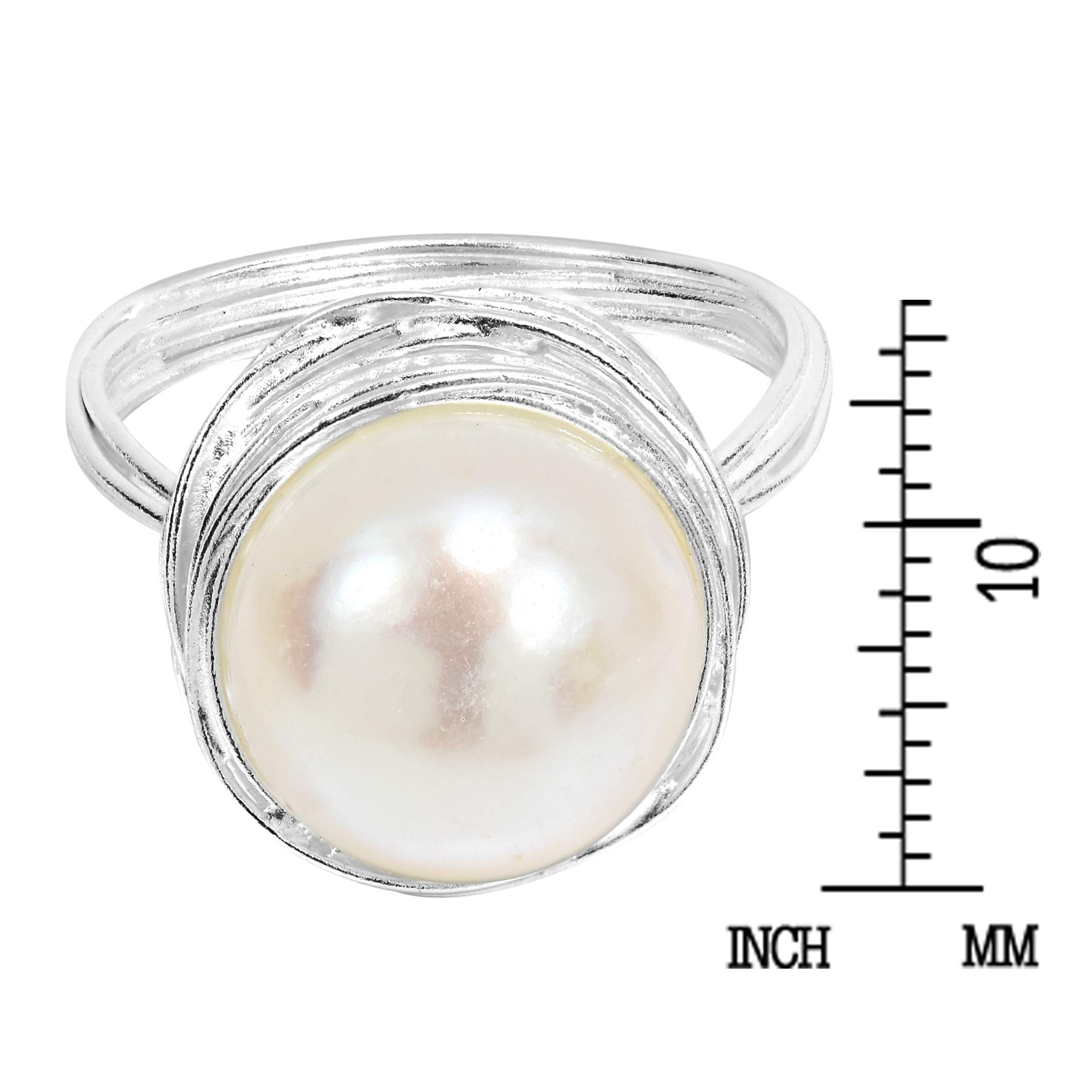 AeraVida Genuine Cultured Freshwater Pearl Wire Wrap Around .925 Sterling Silver Ring (6)
