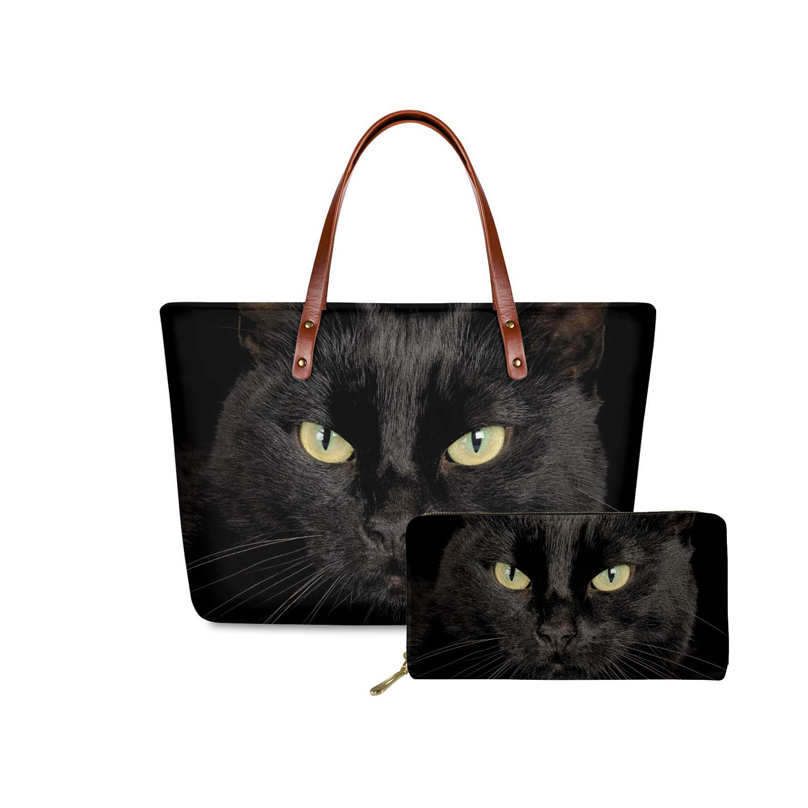 JEOCODY Sunflowers Skull Print Tote Bag for Women Travel Shopping Zippered Handbag Large Shoulder Bag Wallet Long PU Leather Phone Clutch Card Holder Purse