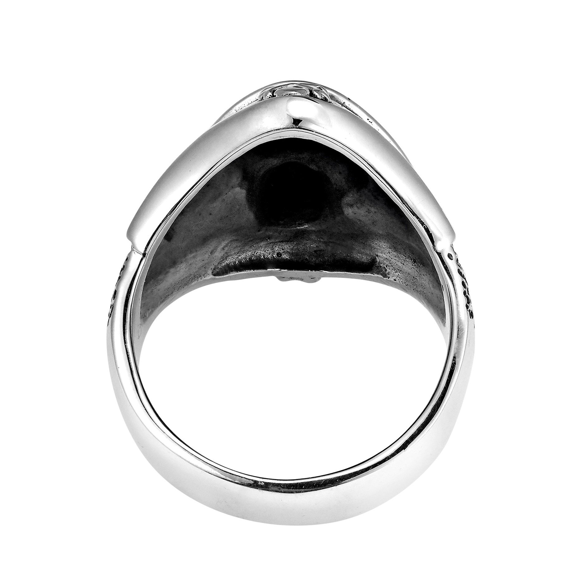 AeraVida Gothic Buccaneer Pirate Skull Head .925 Sterling Silver Biker Ring - (11)