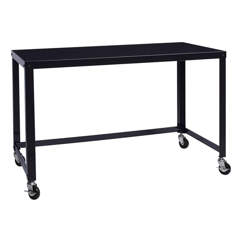 Office Dimensions 21647 Black RTA 48" Wide Mobile Metal Desk Workstation Home Office Collection