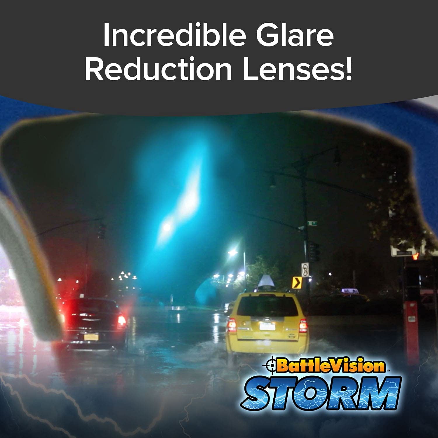 BattleVision Storm Glare-Reduction Glasses by BulbHead, See Clearly During Bad Weather Day or Night, Great for ALL Weather Conditions, Optimize Light & Block Blue Rays, Unisex Design, 2 Pairs