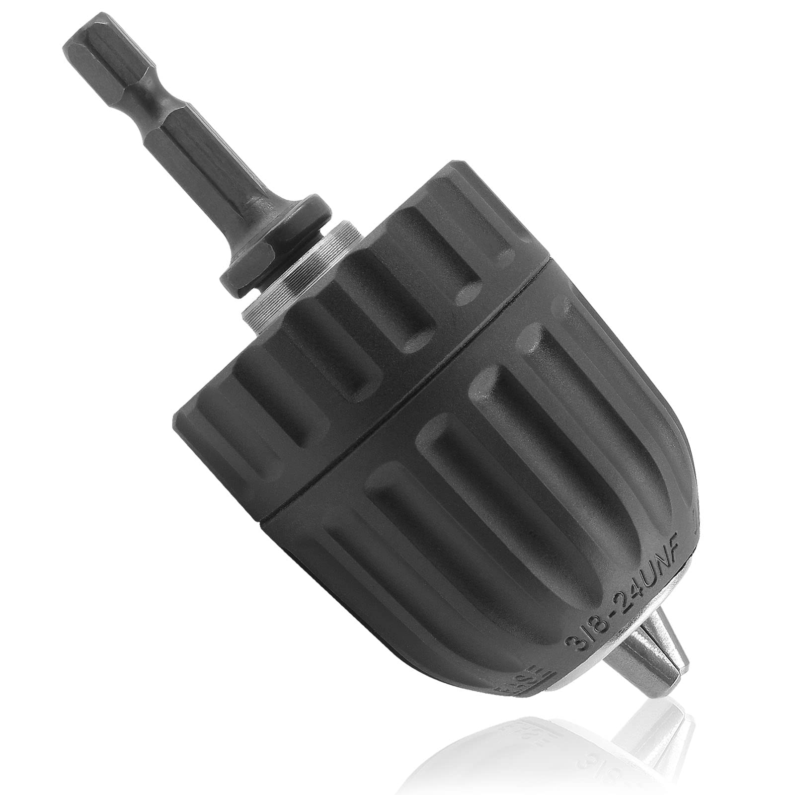 Biaungdo 3/8" Keyless Drill Chuck Adapter 0.8-10mm, 1/4-Inch Hex Shank Drill Chuck Adapter, Capacity Drill Chuck Adapter Converter Quick Connect Impact Driver Conversion Tool 3/8-24UNF Moun