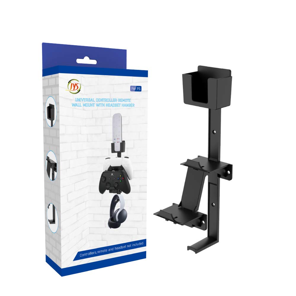 EJGAME Dual Game Controller & Headphone & Media Remote Stand Wall Mount Holder Compatible with PS5,/PS4/Xbox ONE/Series X/Switch,Stay Organized(Black)