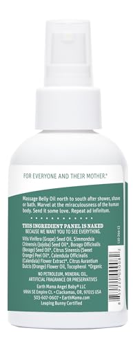 Earth Mama Belly Oil for Dry Skin | Calendula Skin Care Moisturizer Oil to Encourage Natural Elasticity and Help Prevent Stretch Marks During Pregnancy and Postpartum, 4-Fluid Ounce