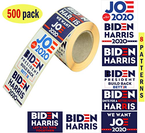 Biden Harris 2020 500 Pcs Role Stickers - 8 Patterns Biden Harris Sticker - Joe Biden Sticker -Kamala Harris Sticker for car Stickers, Bumper Stickers, Bags, Windows- No Malarkey