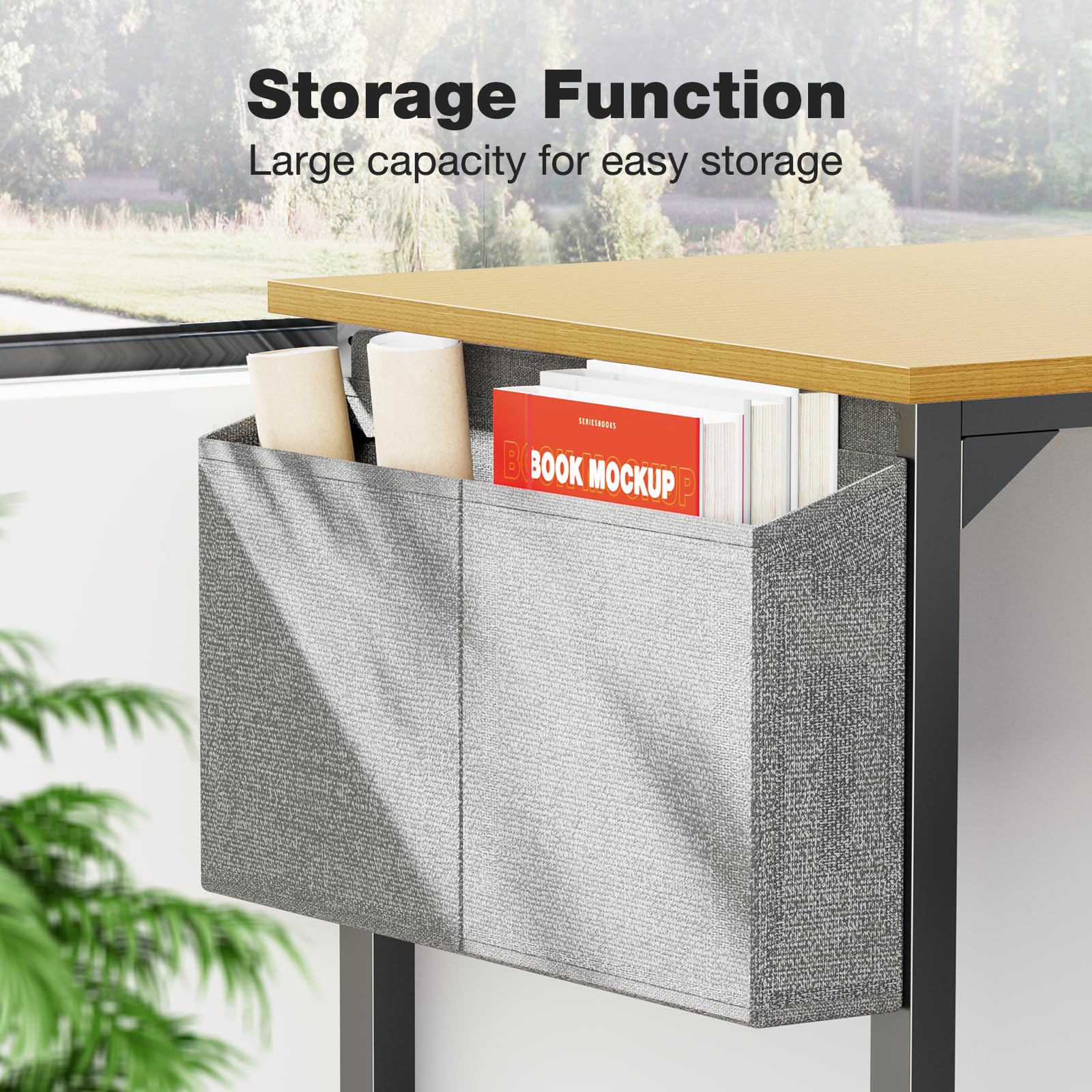 OLIXIS Small Computer Desk 32 Inch Home Office Work Study Writing Student Kids Bedroom Wood Modern Simple Table with Storage Bag & Headphone Hooks