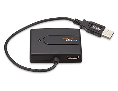 Amazon Basics 4-Port USB to USB 2.0 Ultra-Mini Hub Adapter, Black