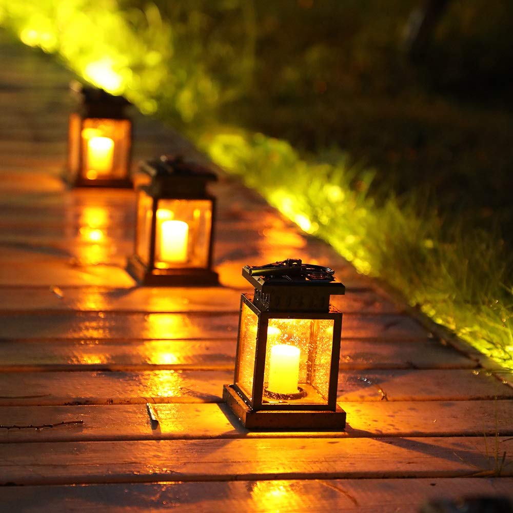 JF-XUAN Solar Light 1/2 Packs Solar Powered LED Lantern Lights aterproof Outdoor Garden Light Hang Lamp with Clip for Home Garden Decoration D30 Powered Spotlight