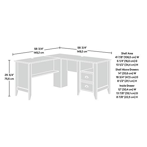 Sauder Shoal Creek L-Desk, Jamocha Wood finish