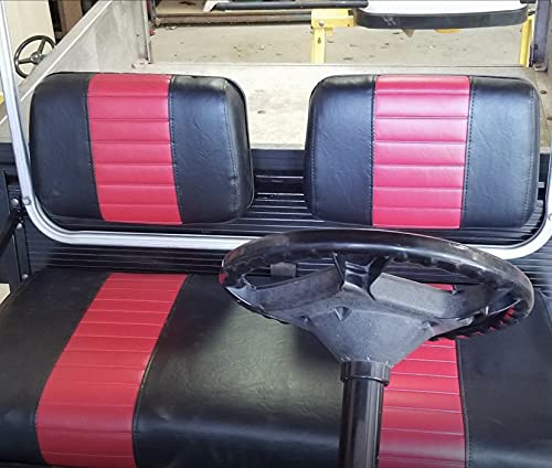 Club Car Pre 2000 "STAPLE ON" Golf Cart Seat Cover With Matching Rear Facing Seat Cover (2 Stripe)
