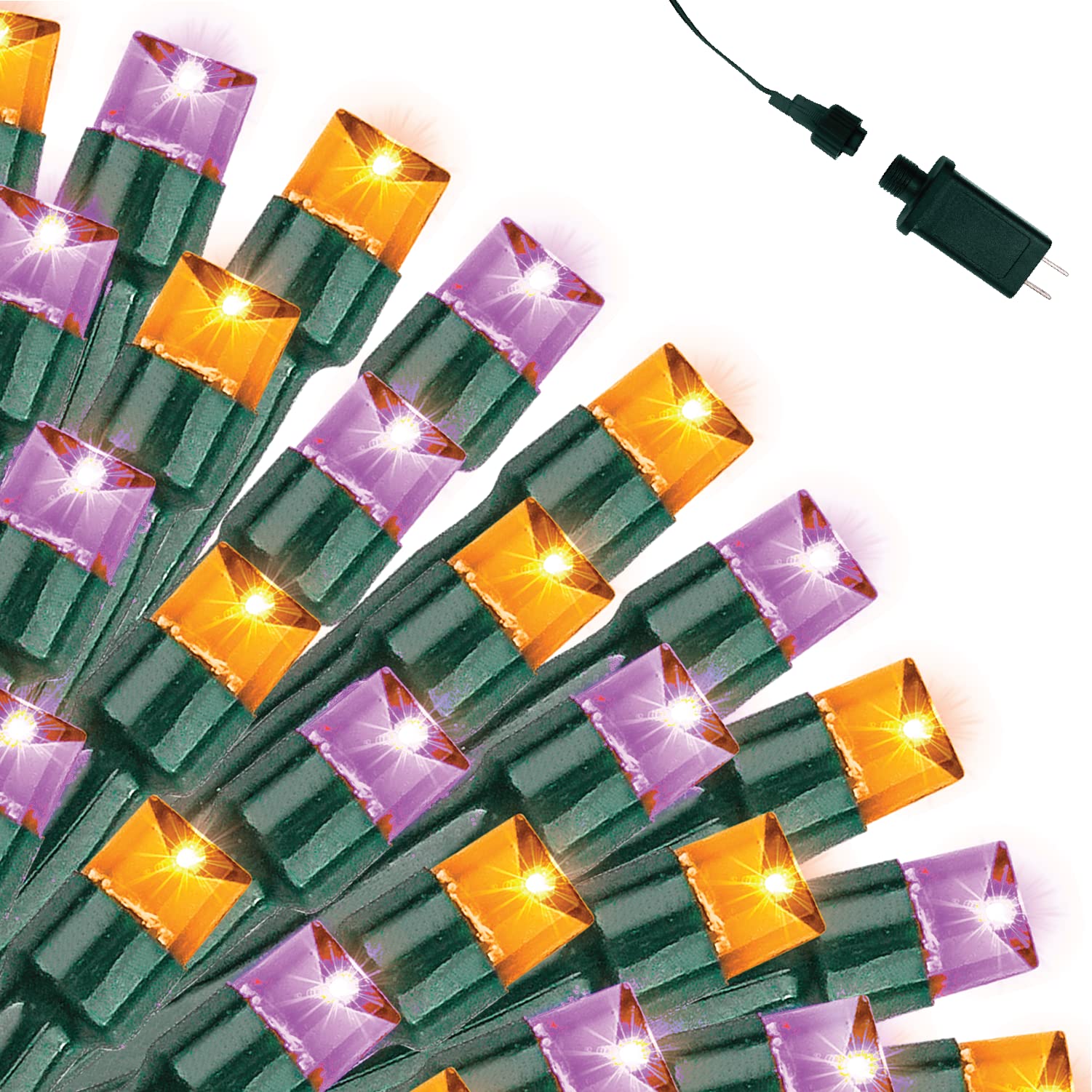 Joiedomi 300 LED Orange & Purple Halloween String Lights with 8 Modes 98.1FT Green Wire for Indoor Outdoor Holiday Décor Halloween Event Decoration, Tree, Eaves, Haunted House Theme Party